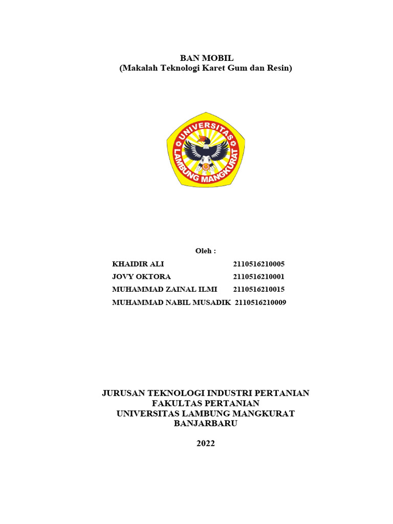 Makalah TKGR Ban Mobil | PDF