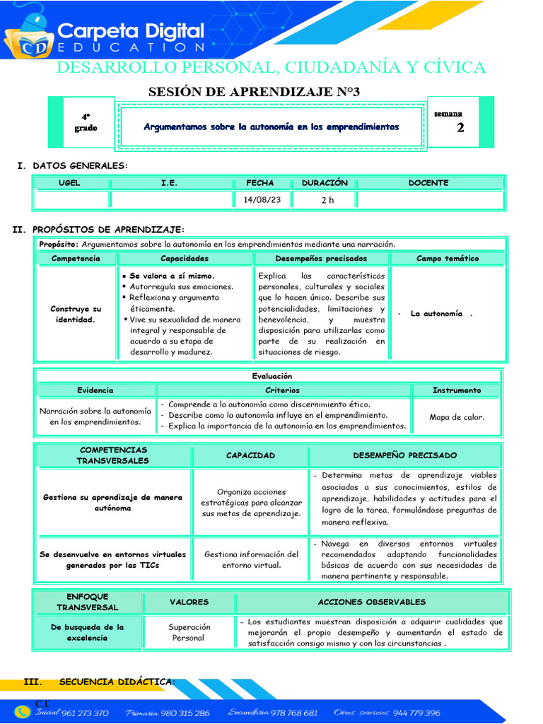 4° Sesión de Aprendizaje Sesión 3-Sem.2-Exp.5-Dpcc | PDF