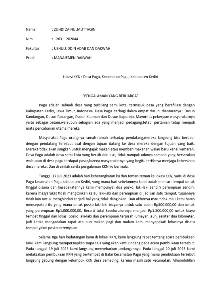 Esai KKN | PDF | Agama & Spiritualitas | Gaya Hidup