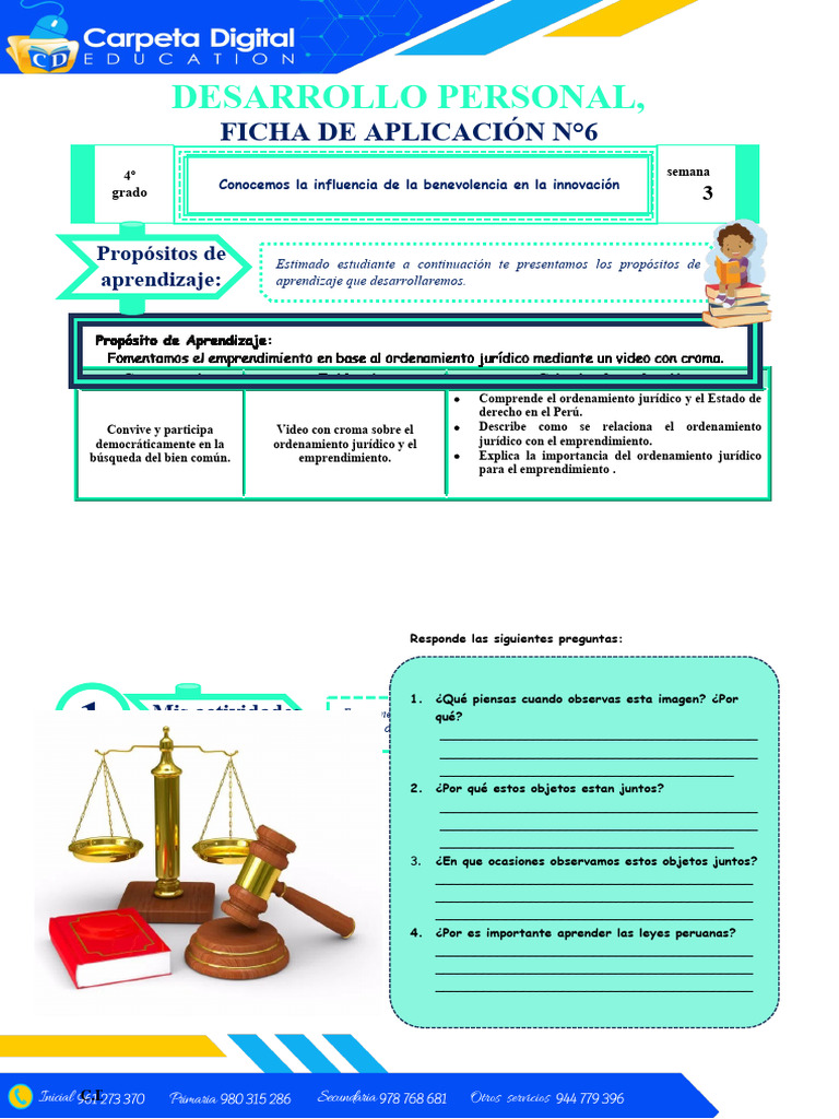 4° Ficha de Aplicación-Sesión6-Sem.3-Exp.5-Dpcc | PDF