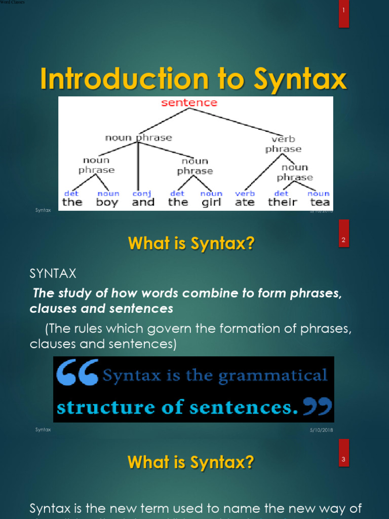Syntax - Positional Classes - Slides | PDF