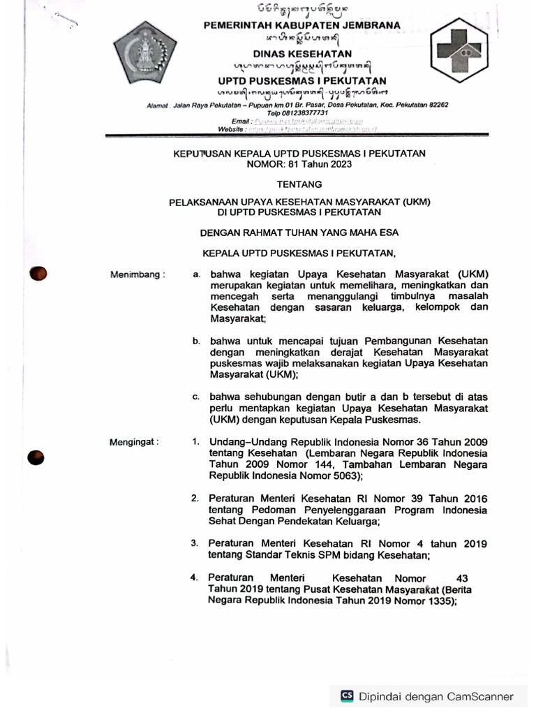 SK Pelayanan UKM | PDF