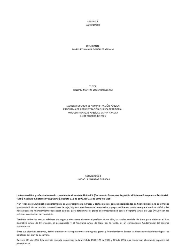 Actividad 8 Unidad 3 - Modulo..Final | PDF