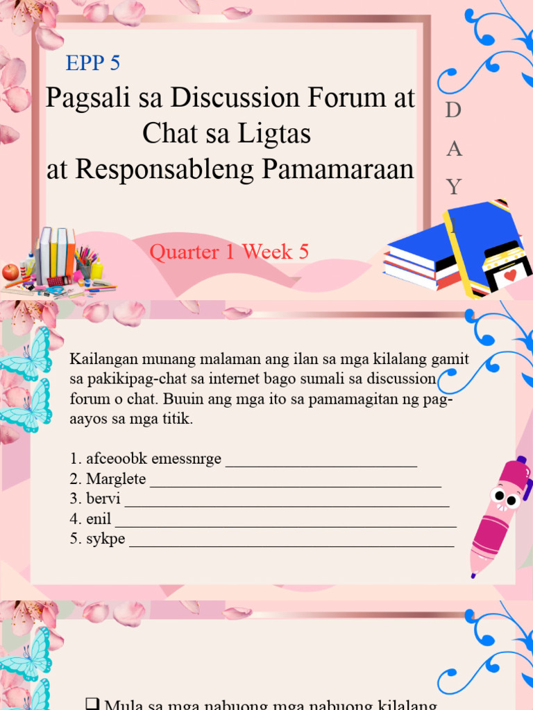 Pagsali Sa Discussion Forum at Chat Sa Ligtas at Responsableng ...