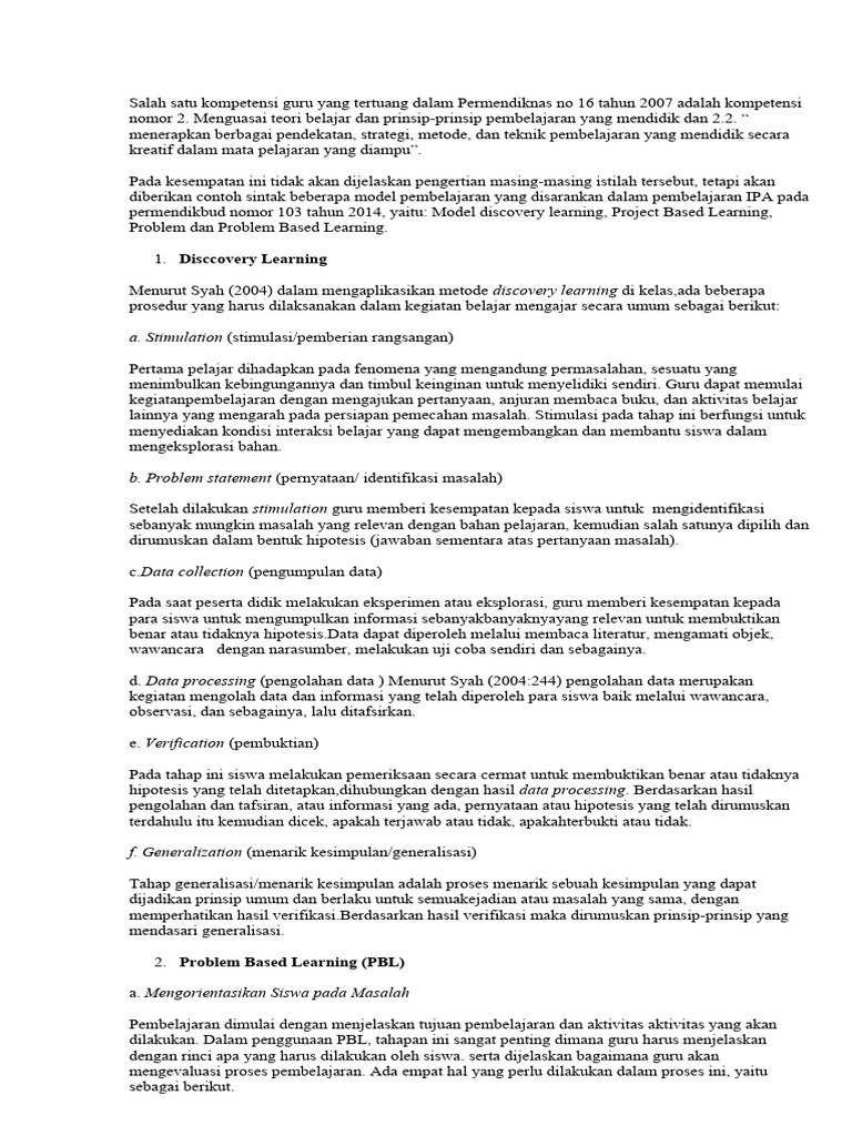 Sintak Model-Model Pembelajaran | PDF | Karier & Perkembangan | Seni