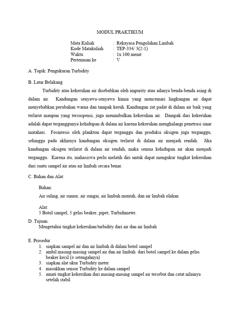 PRAKTIKUM 3 Pengukuran Turbidity | PDF
