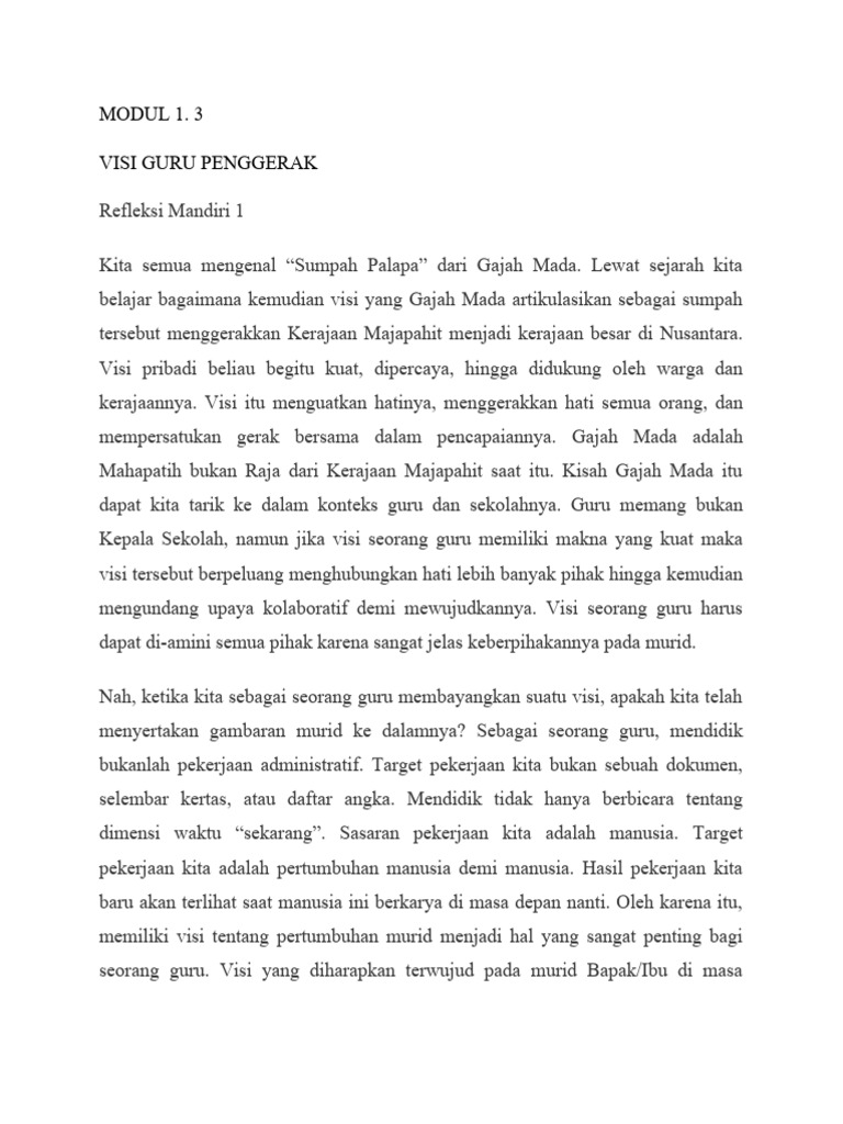 Visi Guru Penggerak Modul 1.3 | PDF
