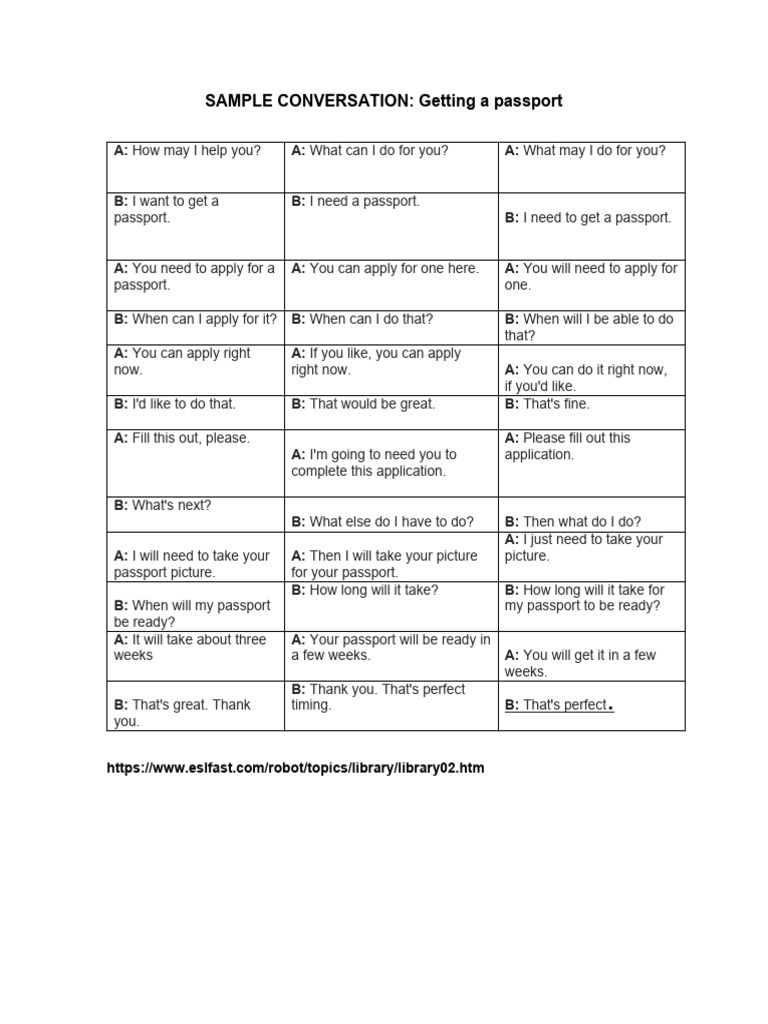 Sample Conversation Passport | PDF