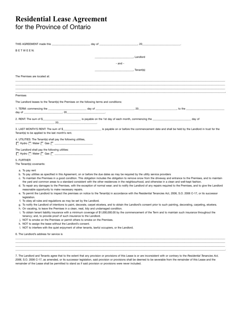 Residential Lease Agreement | PDF | Finance & Money Management | Law