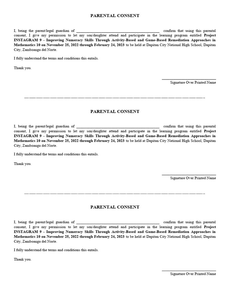 2022-2023 Project Instagram 9 - Parent - S Consent | PDF