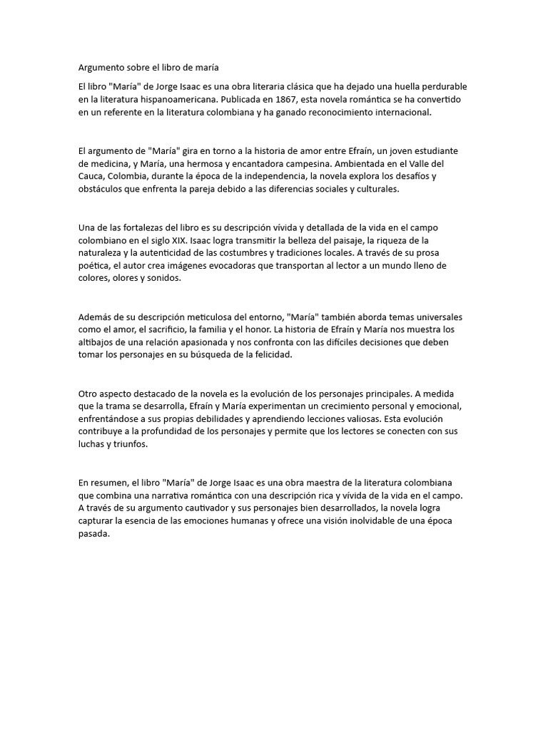 Argumento Sobre El Libro de María | PDF