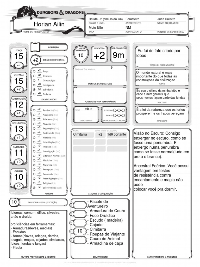 Ficha Druida Juan Pronta Pra Revisar 2 | PDF