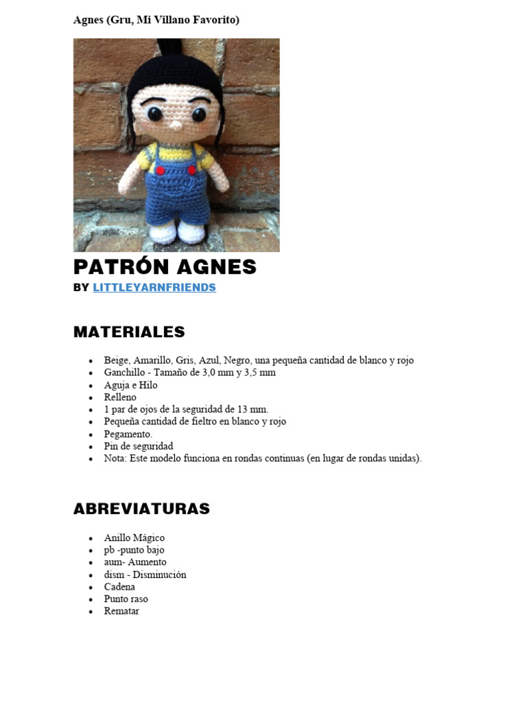Amigurrumi Agnes | PDF | Pelo