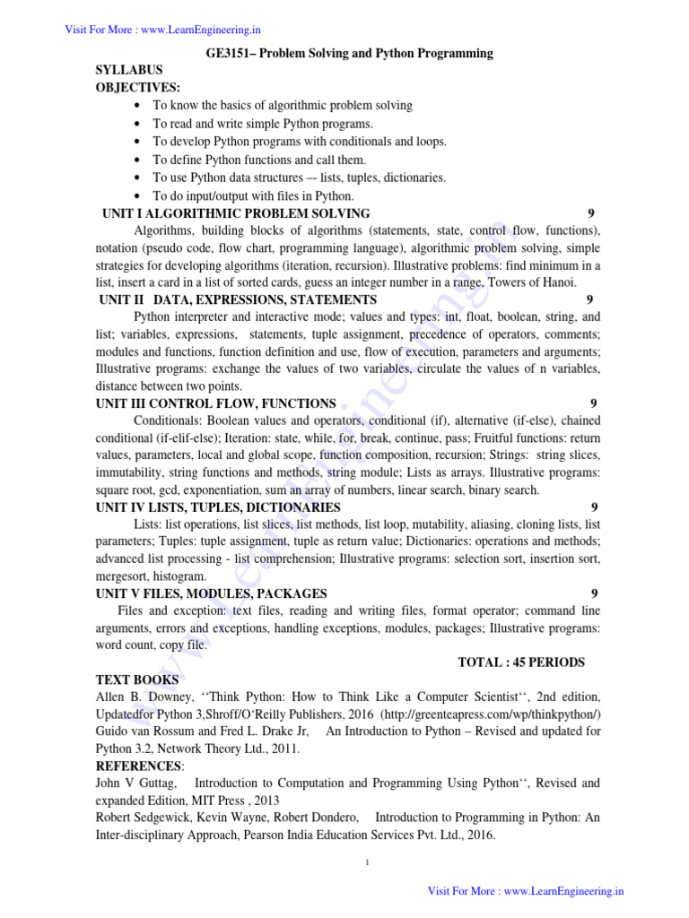 GE3151 Problem Solving and Python Programming - 05- By LearnEngineering ...
