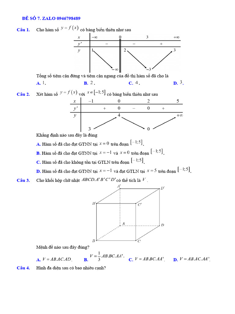 Kt-ghk1-Toan 12 (Full TN) | PDF