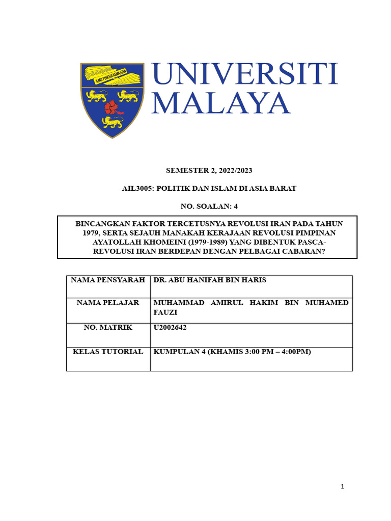 Esei Ail3005 Muhammad Amirul Hakim U2002642 | PDF