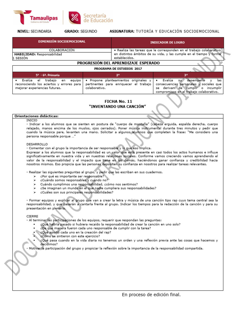 Tutoría Ficha 11 | PDF