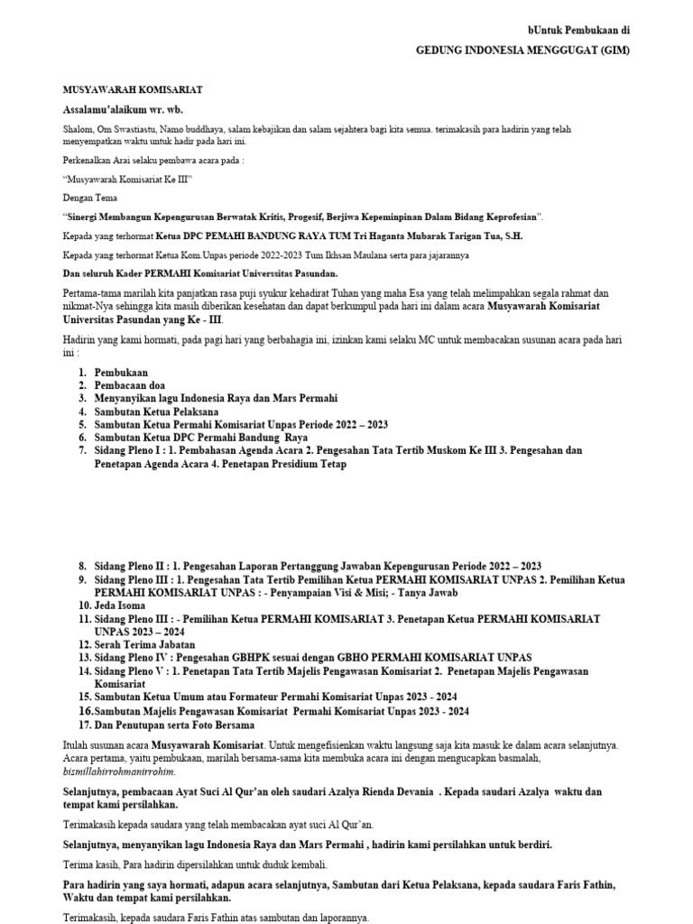 Teks MC Muskom Kasar | PDF