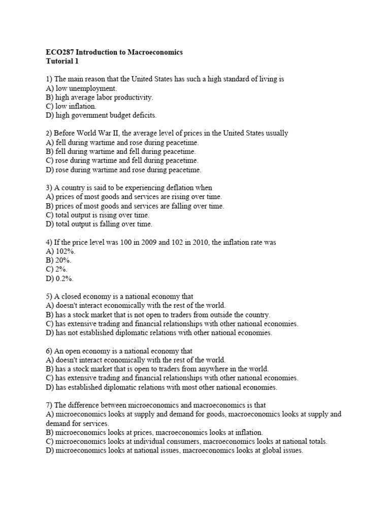 1 Introduction To Macroeconomics Question | PDF 1 Introduction To Macroeconomics Question | PDF
