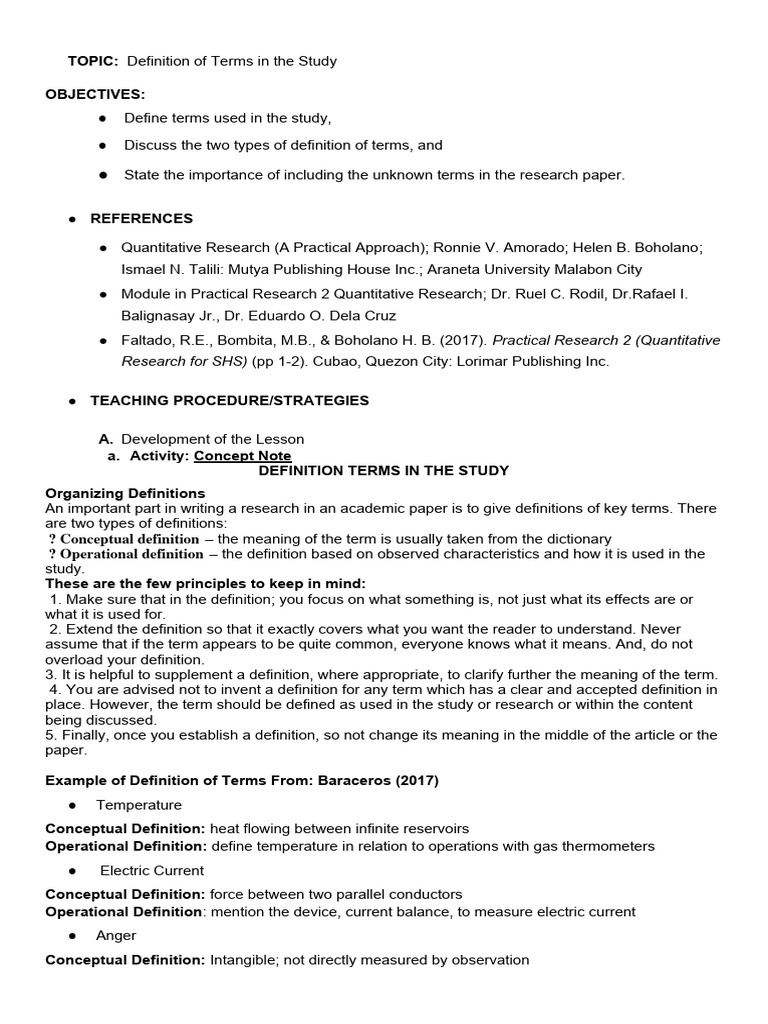 Lesson Definition of Terms | PDF | Temperature | Heat