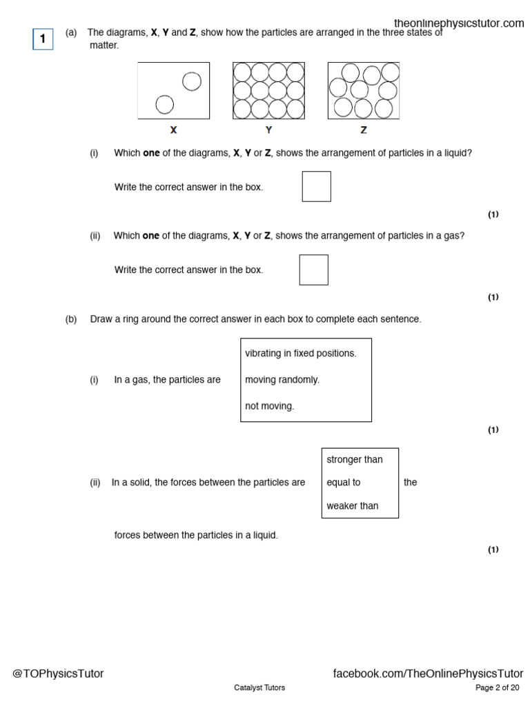 GCSE - AQA - Changes of State and The Particle Model - QP | Download ...