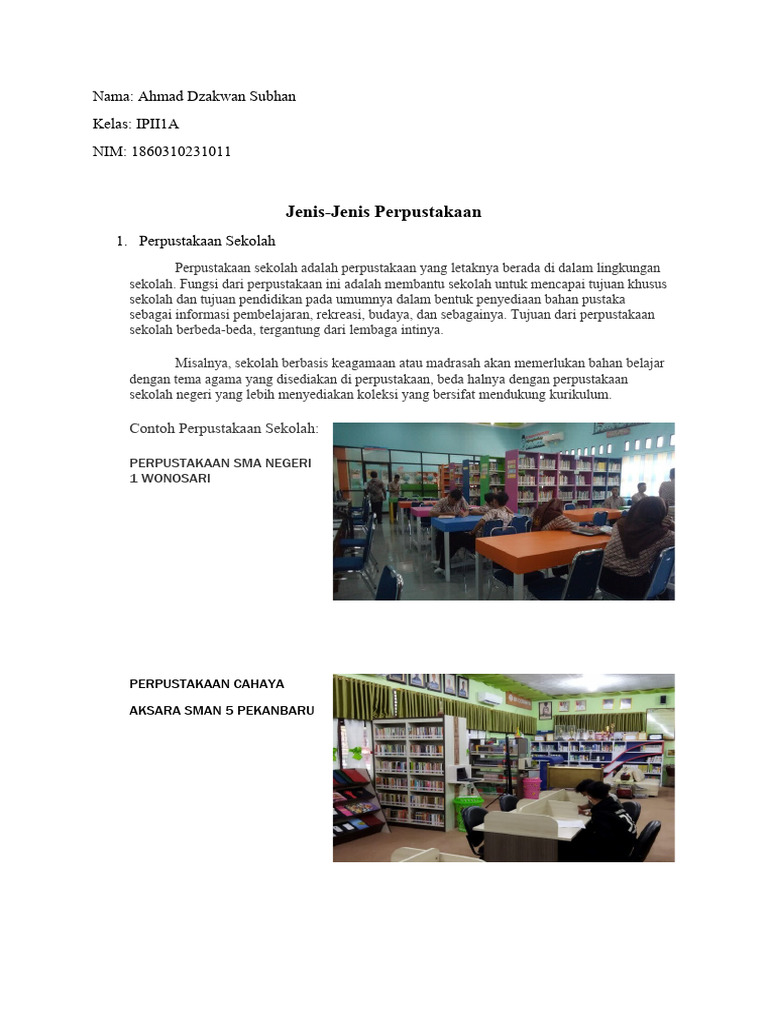 Jenis-Jenis Perpustakaan | PDF