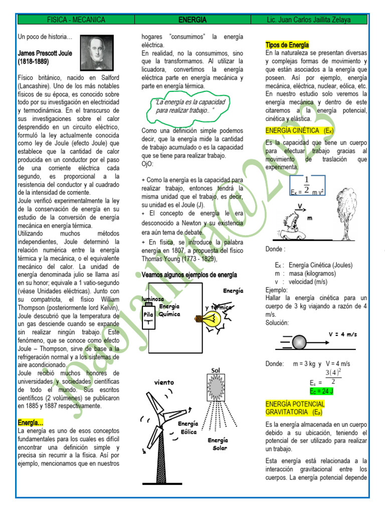 Energía Mecánica: Conceptos y Ejemplos | PDF | Calor | Energía cinética