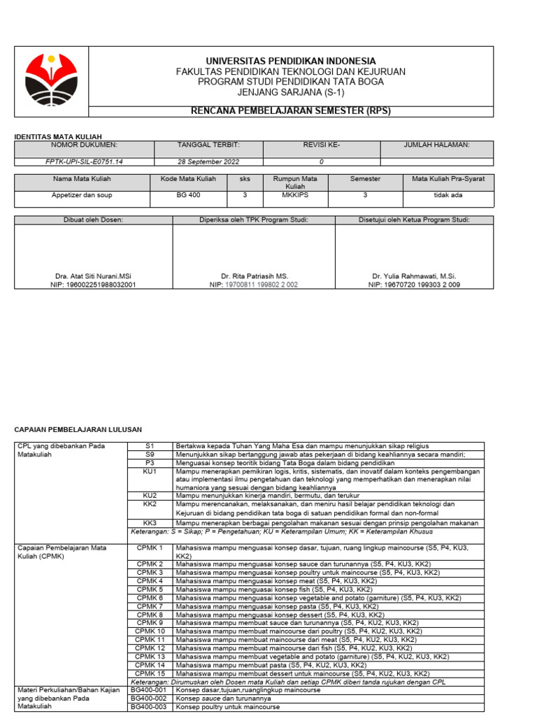 RPS Obe Maincourse | PDF