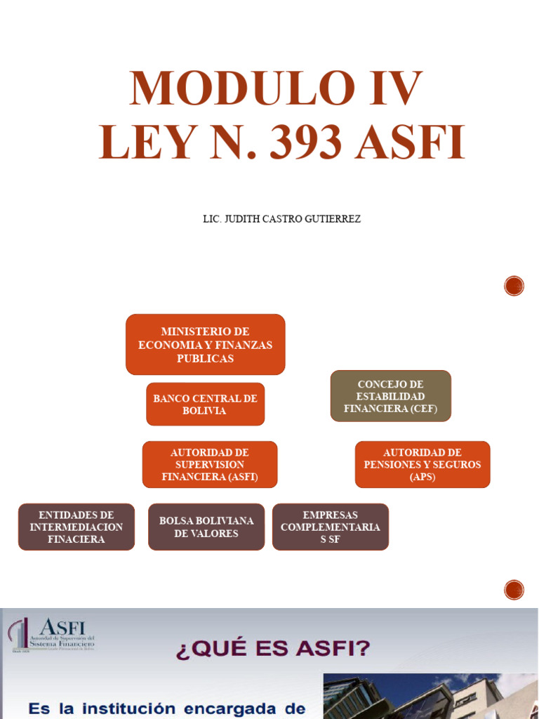 Modulo IV Ley N. 393 Asfi | PDF | Finanzas y dinero