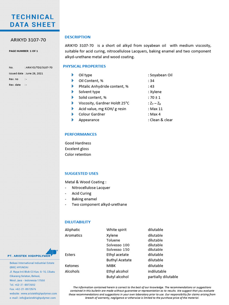 TDS A3107 70MV | PDF