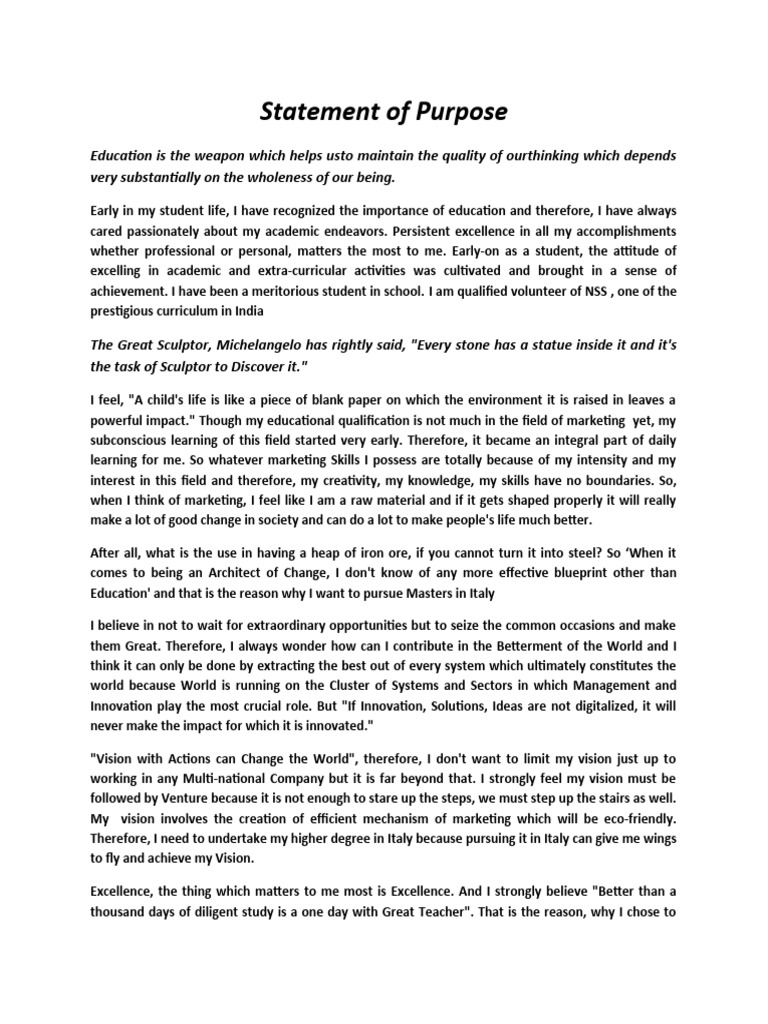 Statement of Purpose | PDF