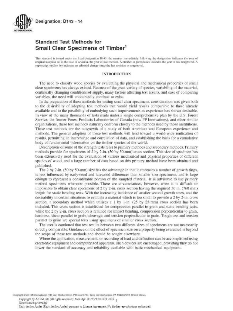 Norma ASTM D143 of 2014 | PDF