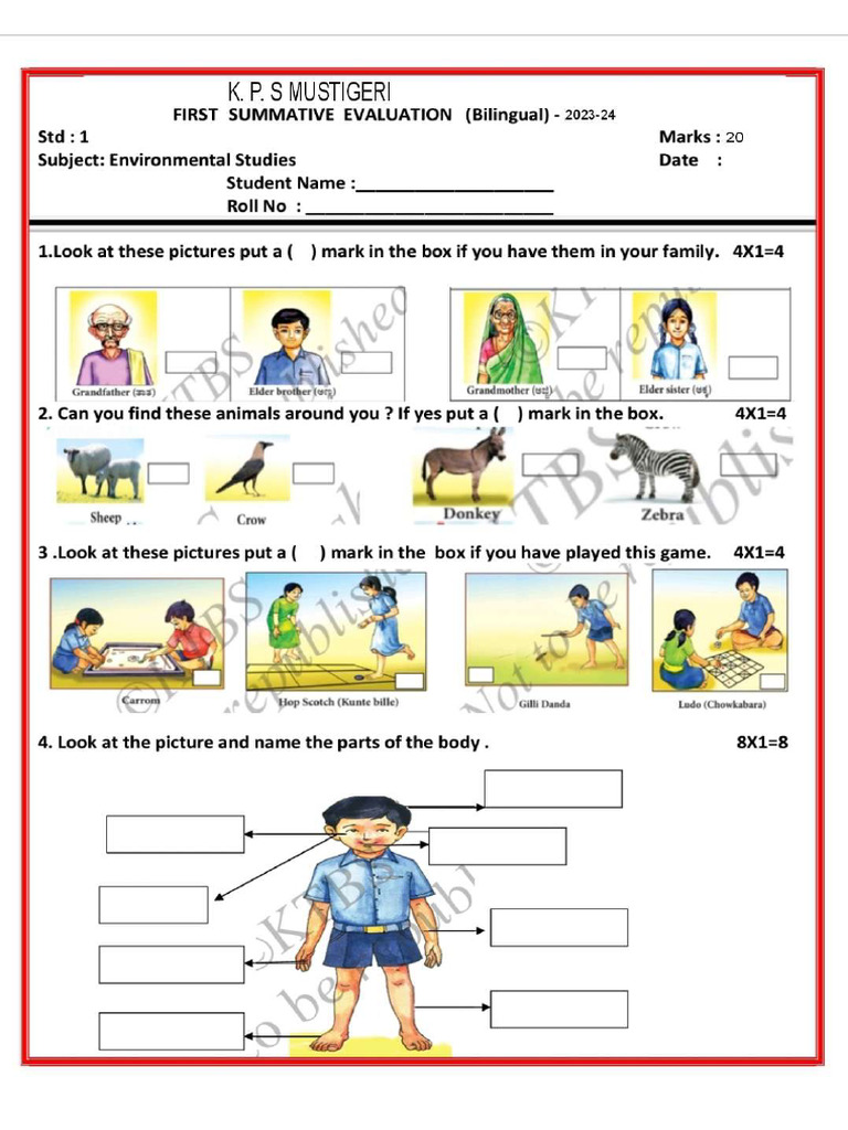 Evs 1ST STD | PDF