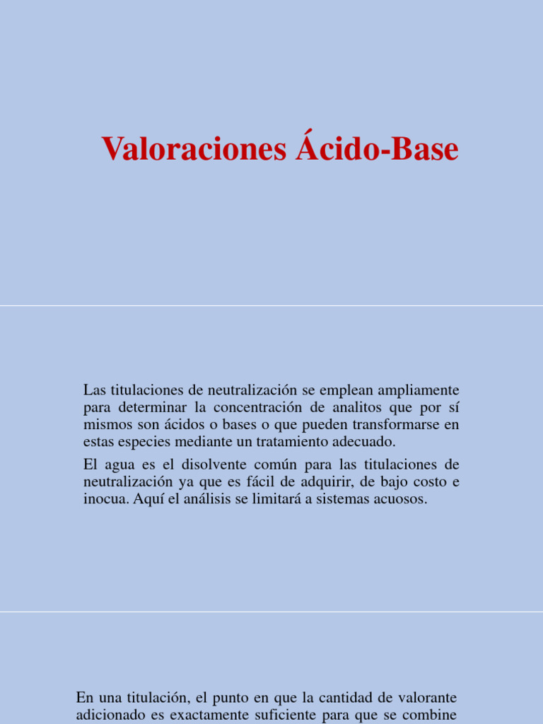 Valoraciones Ácido-Base: Cálculos y Ejemplos | PDF | Métodos y materiales de enseñanza | Ciencia ...
