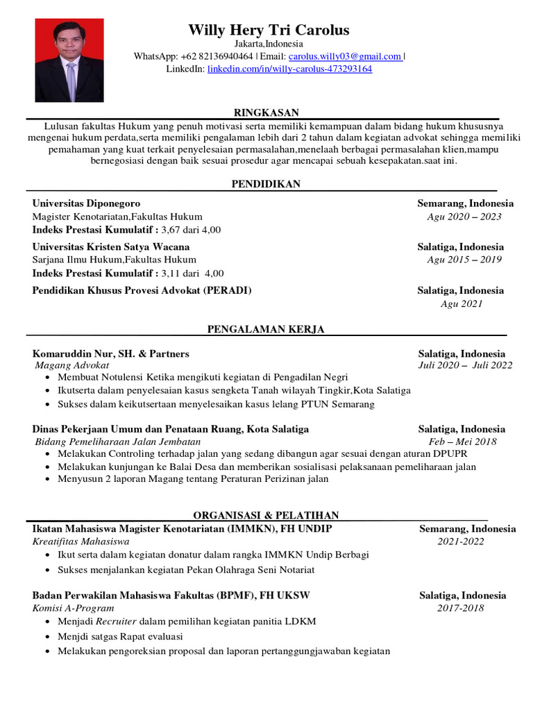 New Willy Hery Tri Carolus CV | PDF