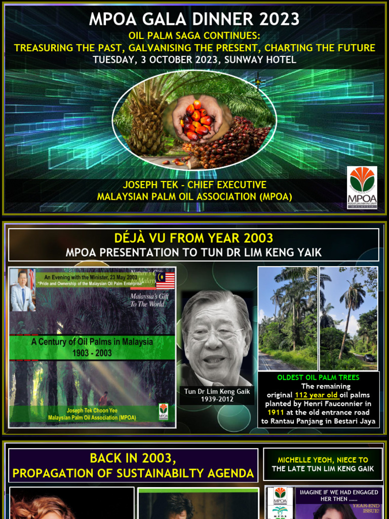 MPOA Gala Dinner 2023 Joseph Tek Tribute To OP | PDF | Palm Oil ...