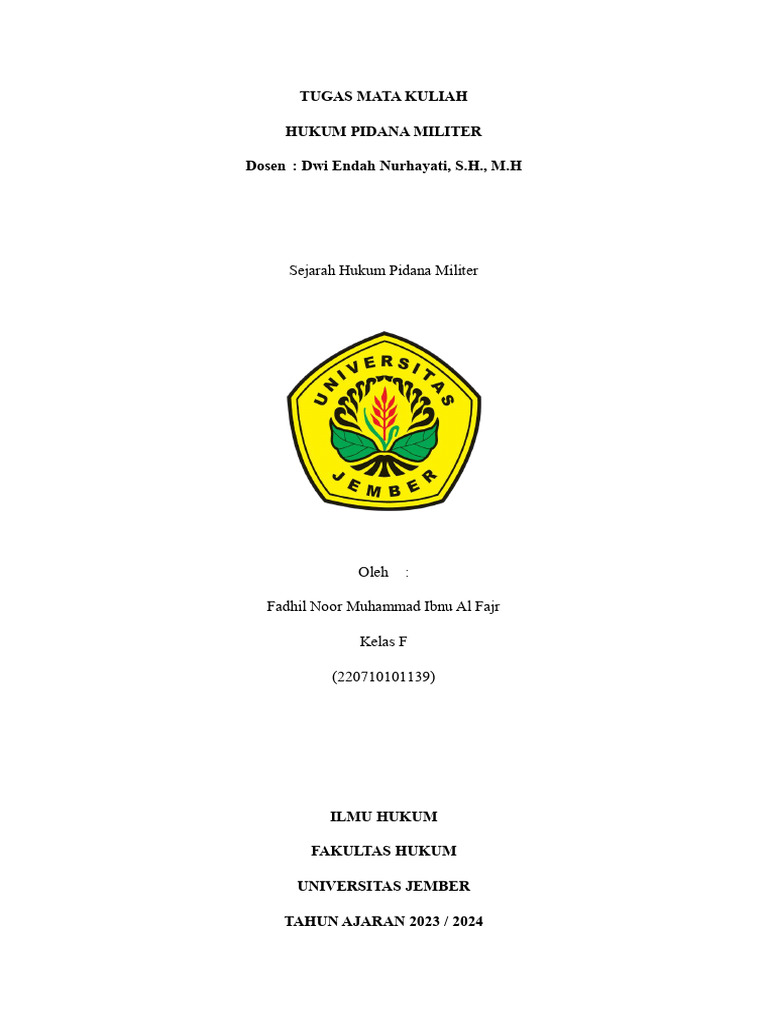 Sejarah Hukum Pidana Militer Indonesia | PDF | Hukum