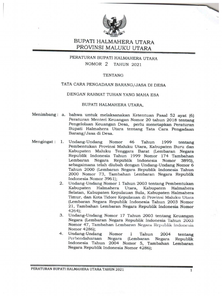 PERBUB NOMOR 2 TAHUN 2021, Tentang Tata Cara Pengadaan Barang & Jasa Di ...