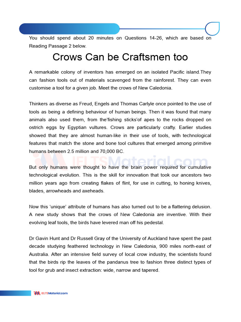 Crows Can Be Craftsmen Too | PDF | Tools | Zoology