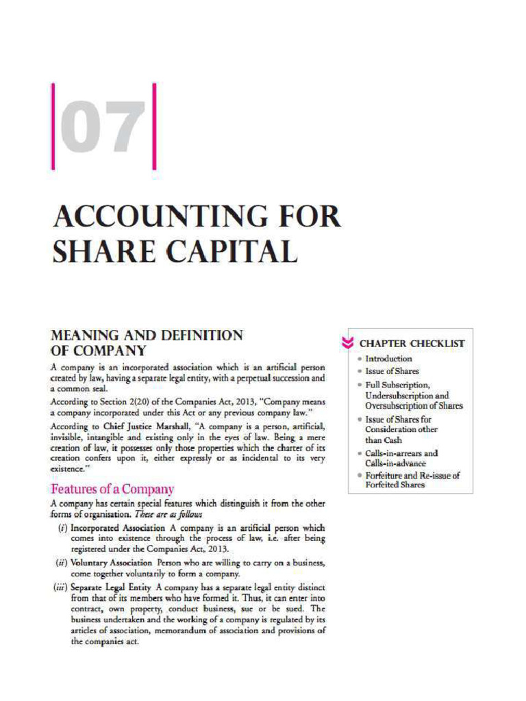 Accounting For Share Capital | PDF