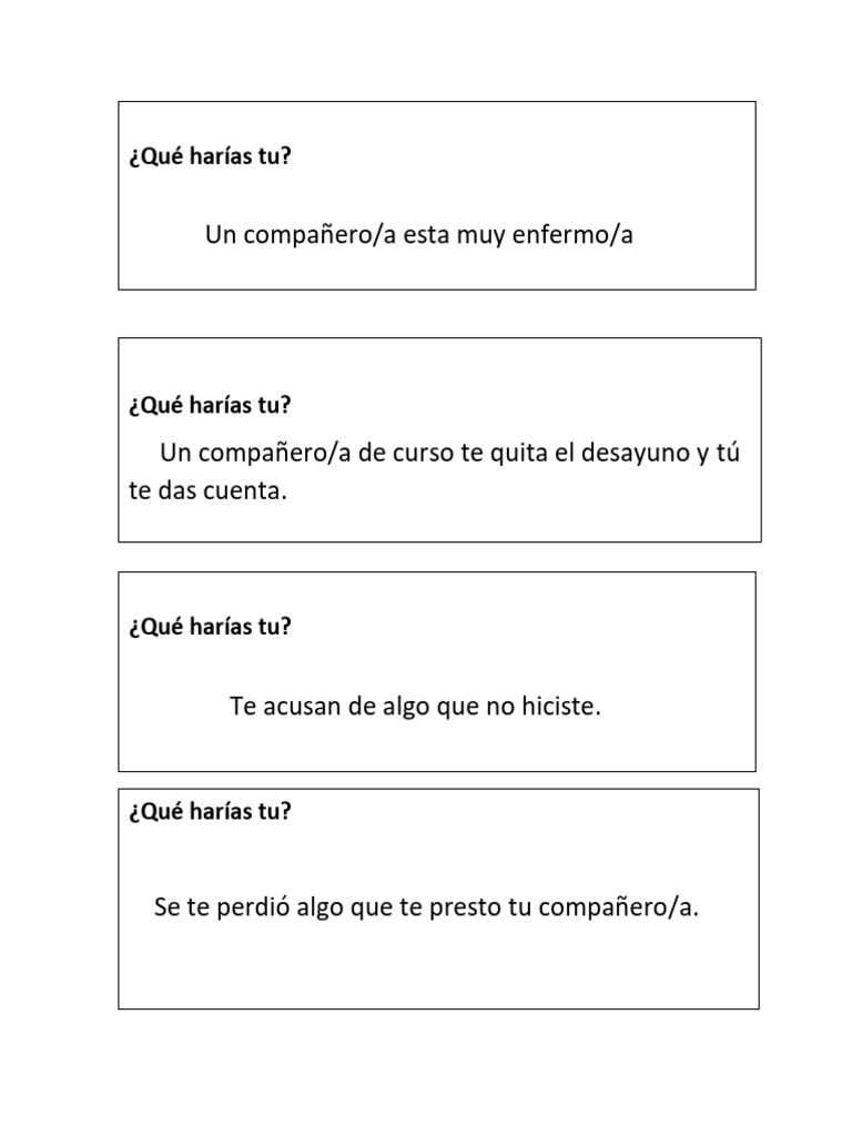 Tarjetas de ¿Que Harias Tu | PDF