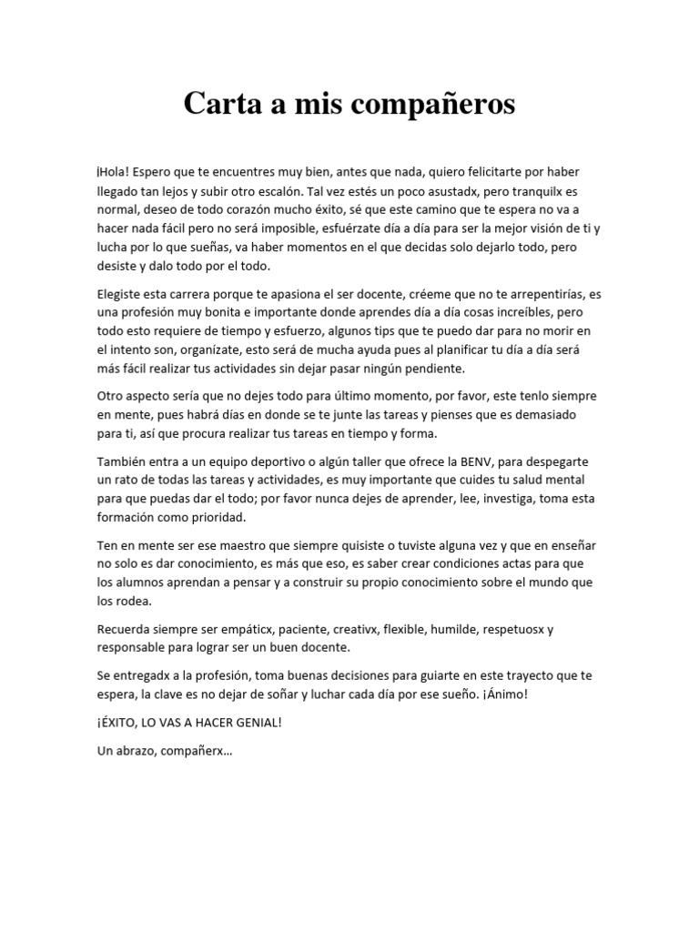 Carta A Mis Compañeros | PDF
