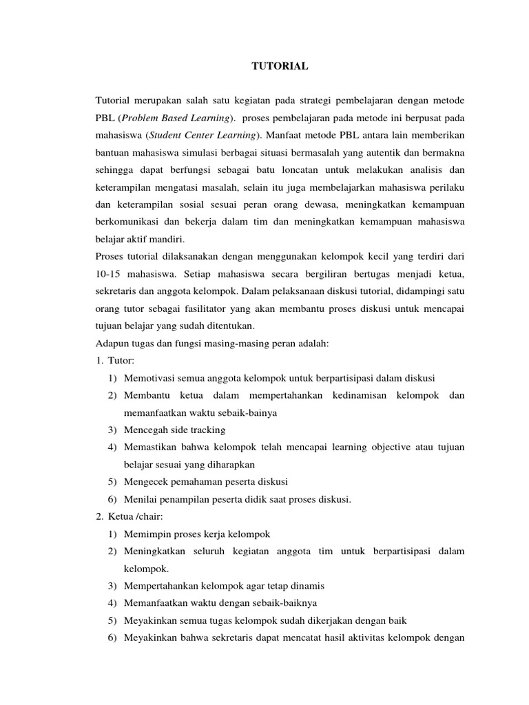 SKENARIO DAN PANDUAN TUTORIAL | PDF