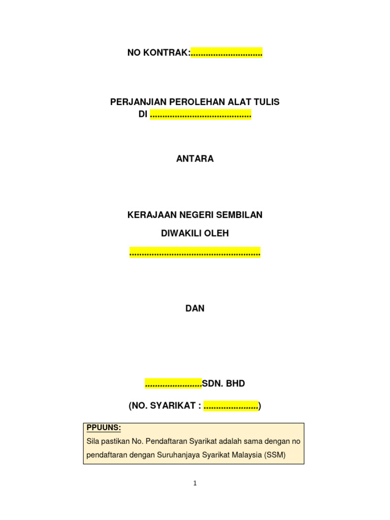 Kontrak Alat Tulis Kerajaan n9 | PDF
