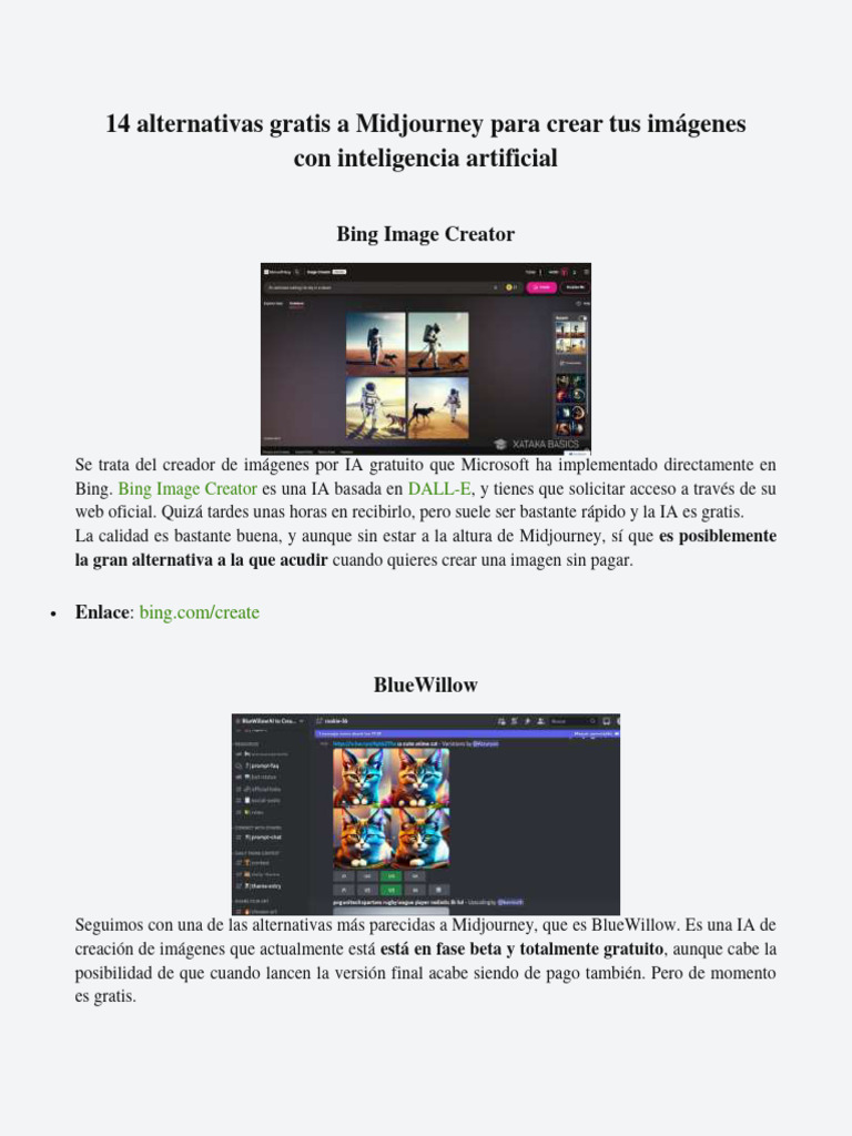 Alternativas para Crear Imágenes Con Inteligencia Artificial | PDF