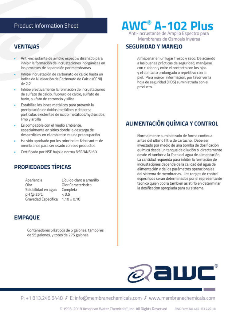 AWC A 102 Plus PDS SPA 2018 | PDF