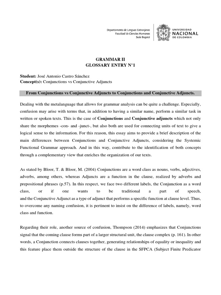 Conjunctions vs. Conjunctive Adjuncts | PDF