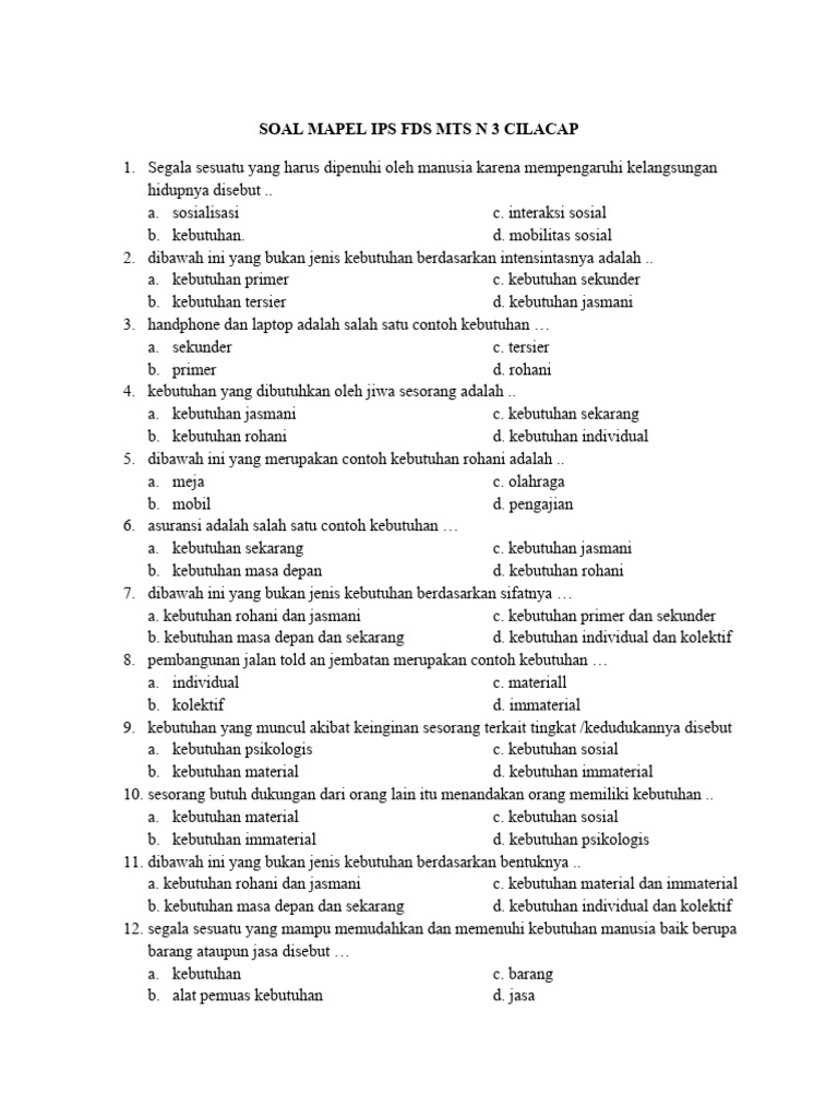 SOAL LATIHAN MAPEL IPS FDS 7 Part 5 | PDF
