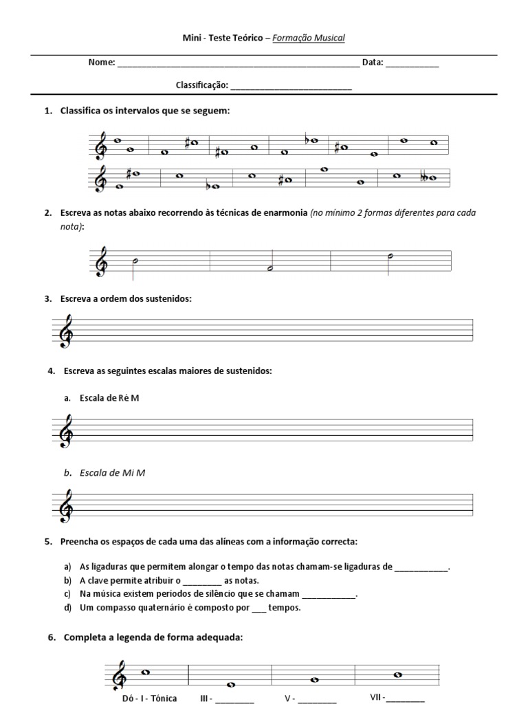 Mini teste formação musical