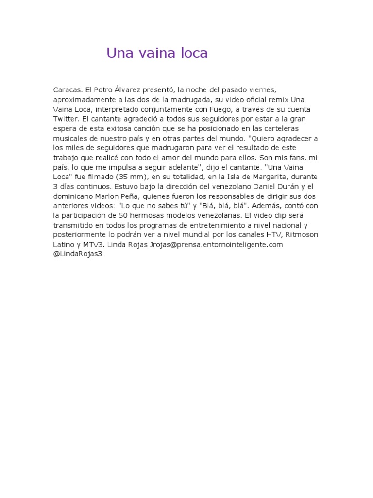 Una Vaina Loca | PDF